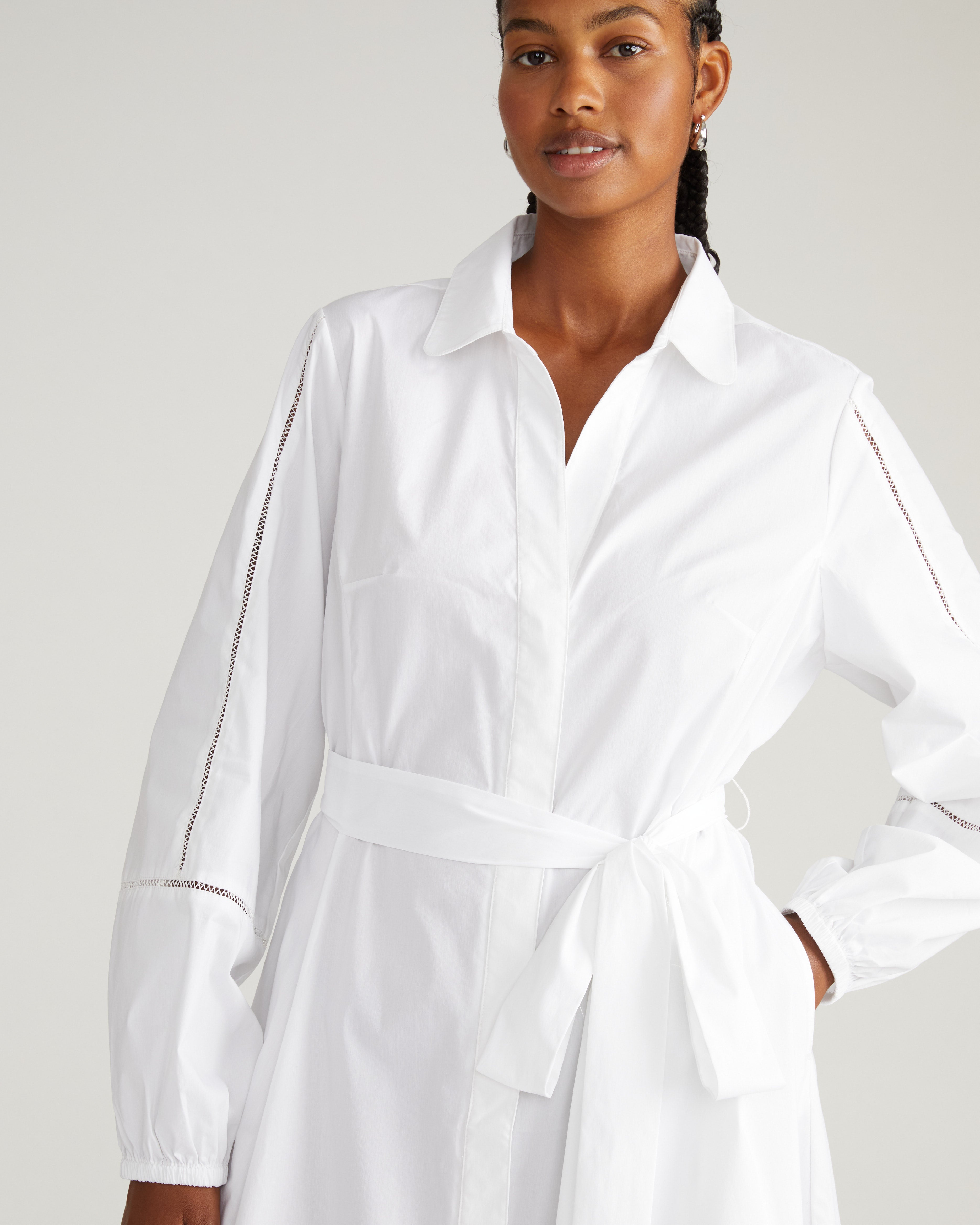 Yuli Stretch Poplin Shirtdress - White – Universal Standard