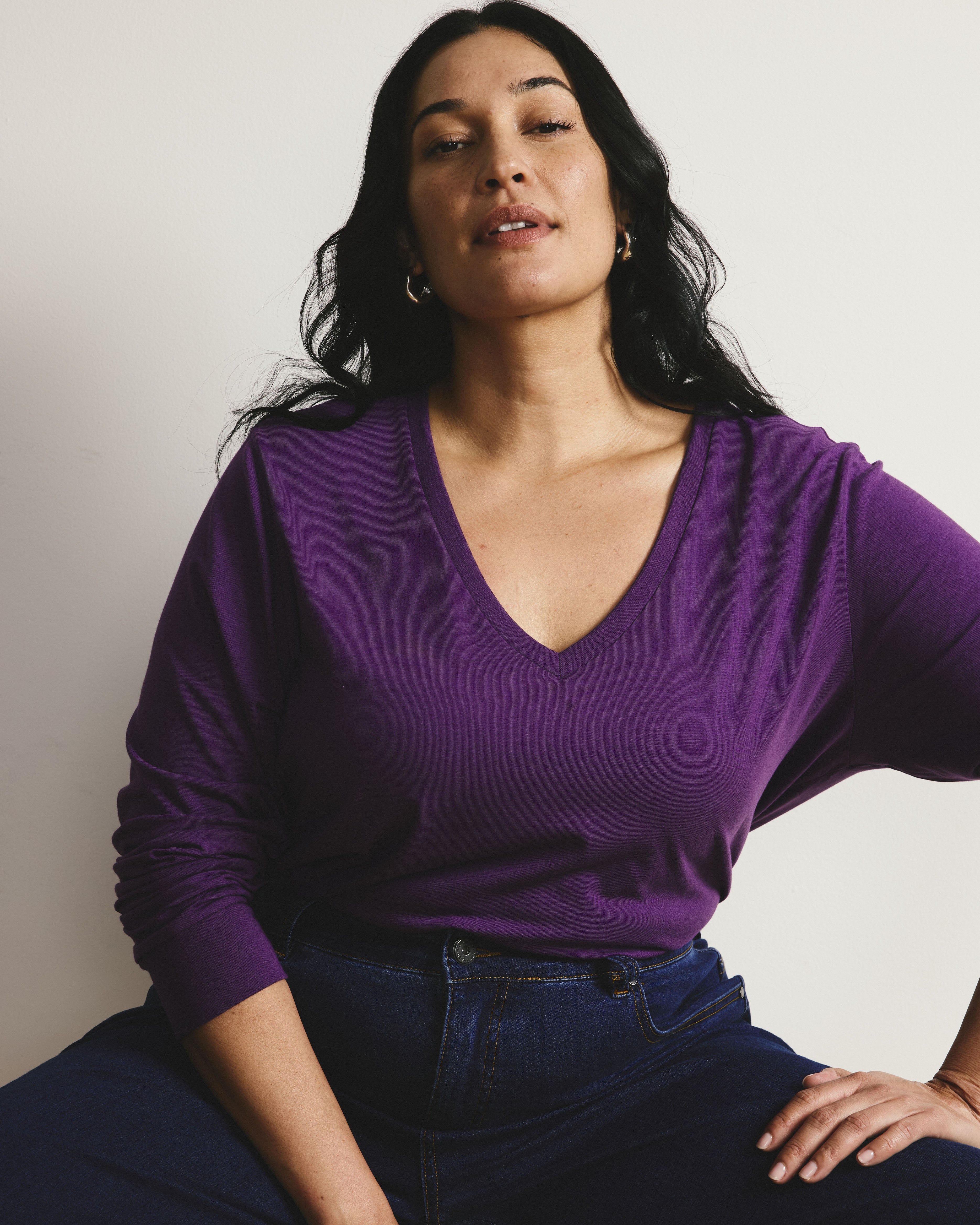 Long Sleeve V Rex - Grape – Universal Standard