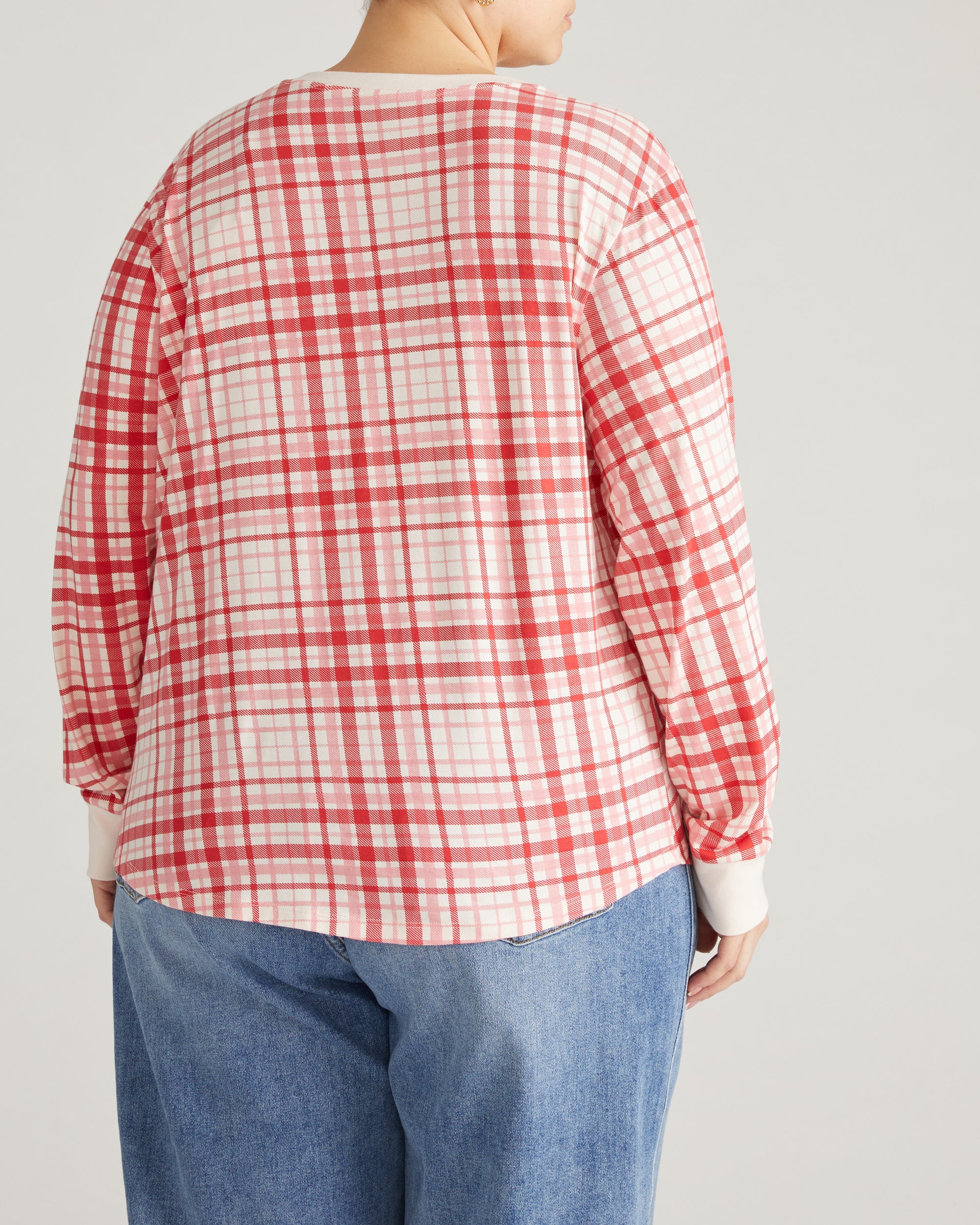 Long Sleeve V Rex - Red Plaid Print – Universal Standard