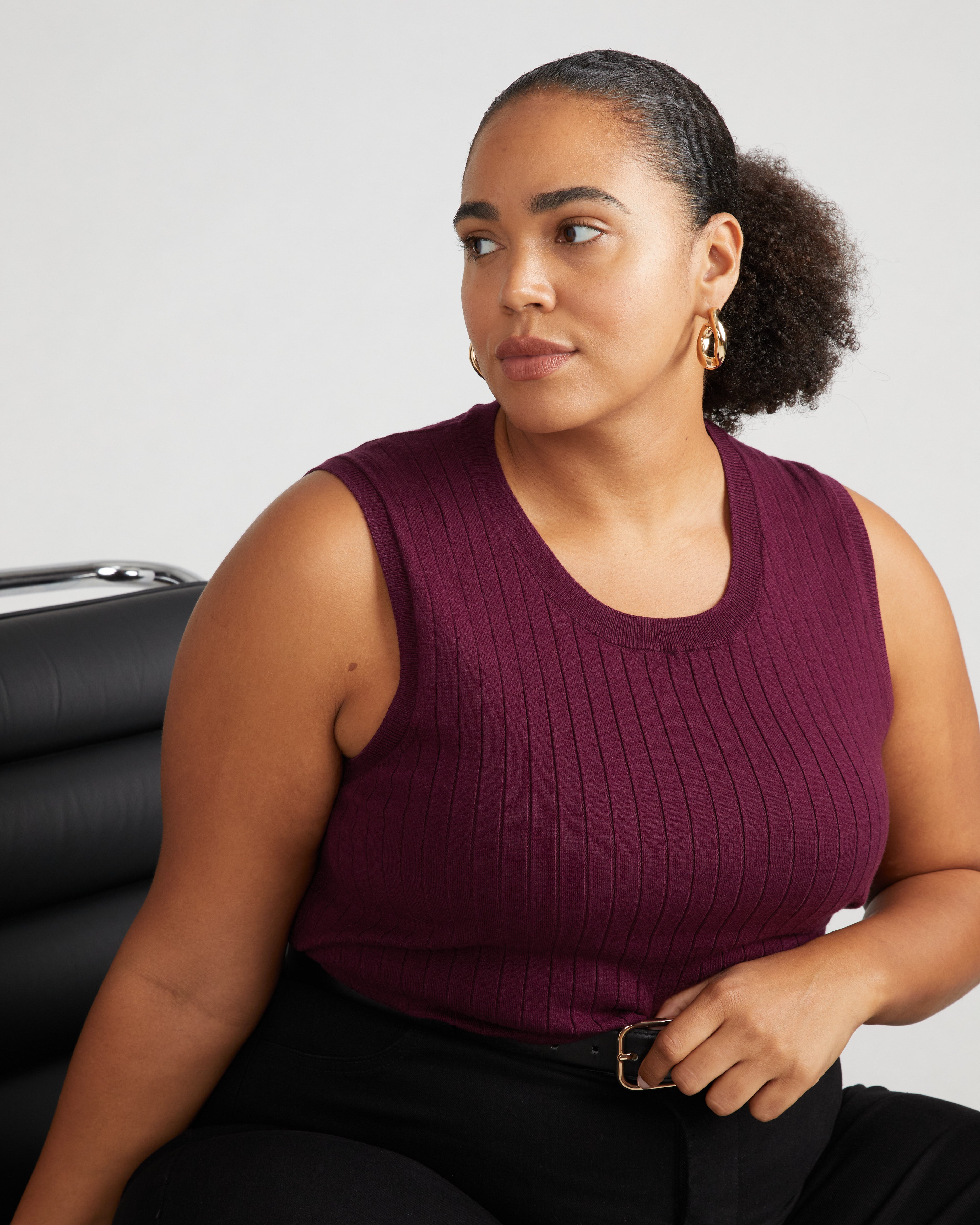 Savvy Fine Knit Sweater Shell - Black Cherry – Universal Standard