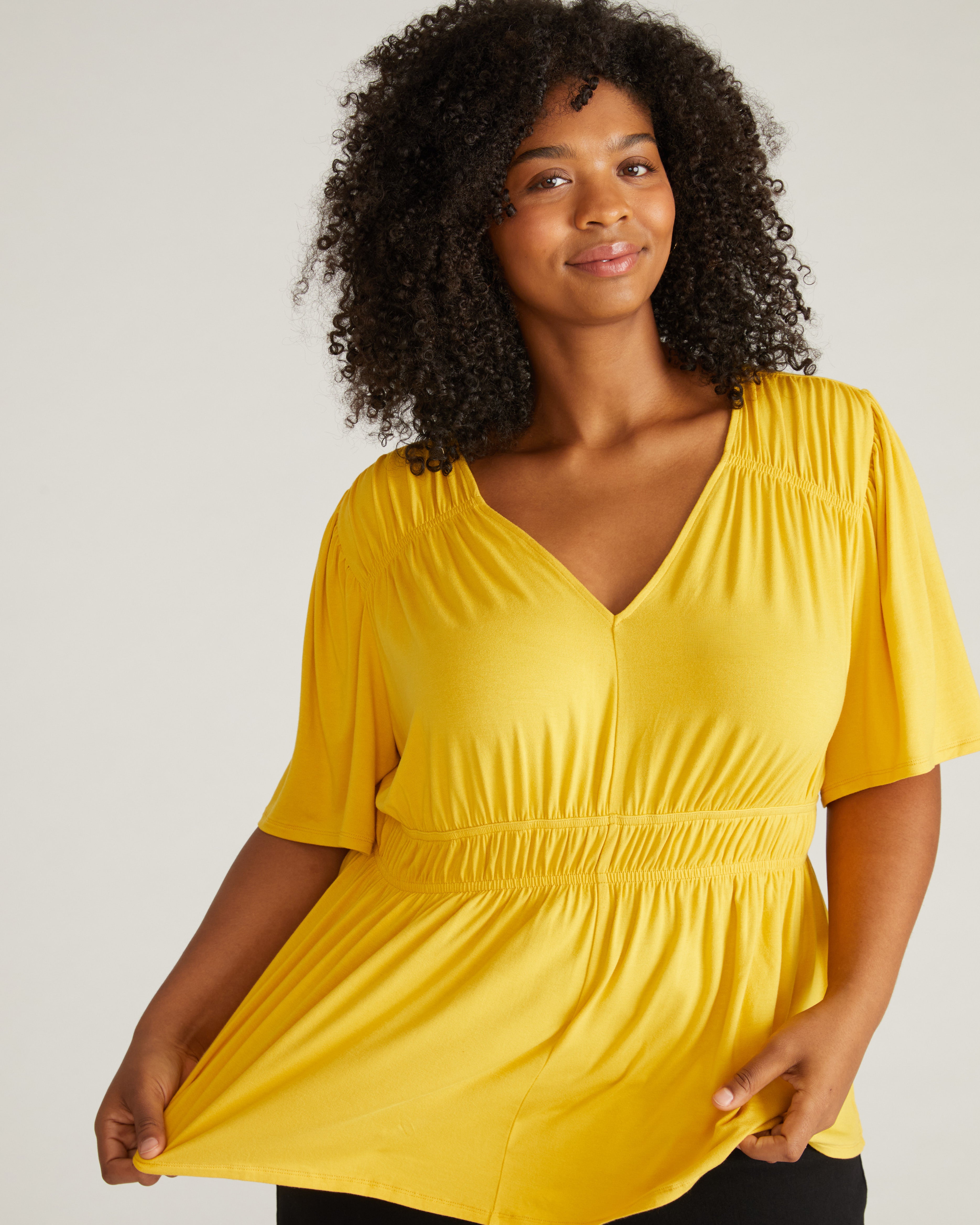 Flora Liquid Jersey Top - Golden Hour – Universal Standard